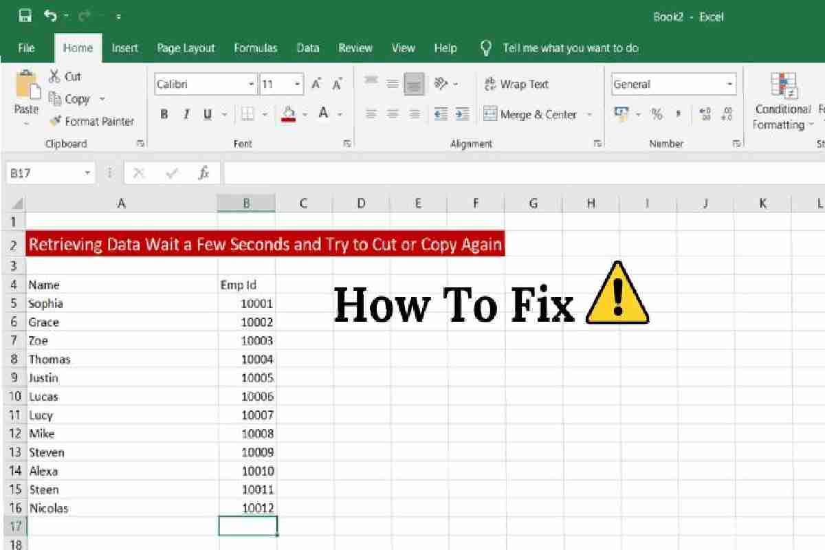 Retrieving Data. Wait A Few Seconds And Try To Cut Or Copy Again.